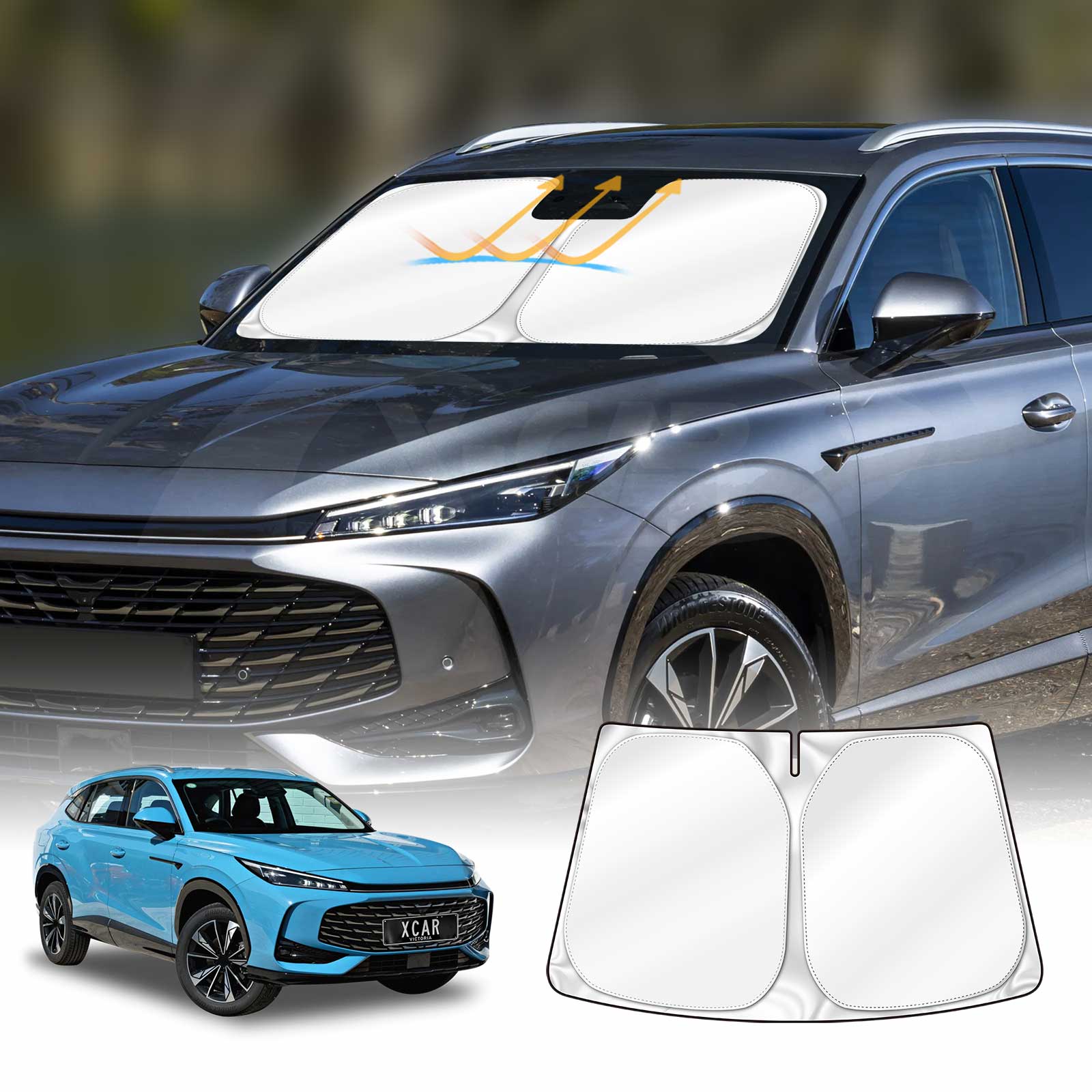 WindScreen Sun Shade for MG HS 2025-Onwards Blocks UV Rays Foldable Cu ...