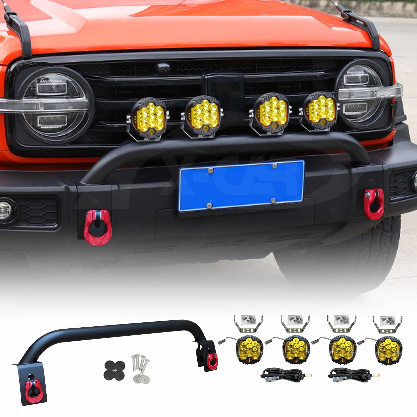 Front Nudge Bar with 4x LED Pod Spotlight for GWM Tank 300 2023-2025 O ...
